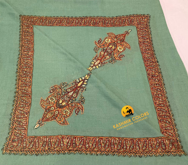 Head Scarf Arabian Style Hand Embroidered Caribbean Green Ghutra ...